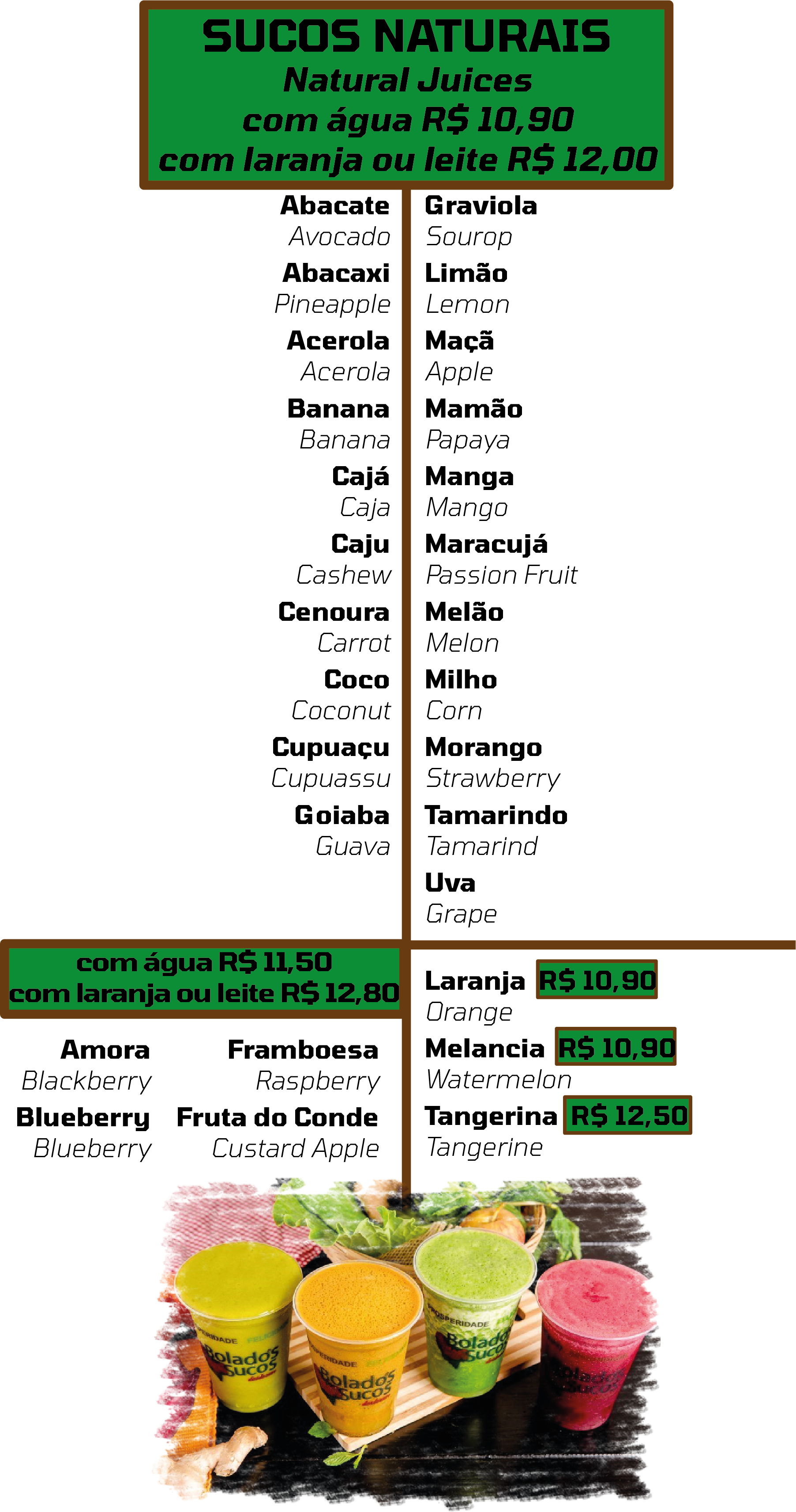 Cardápio Bolado's Sucos - Cardápio